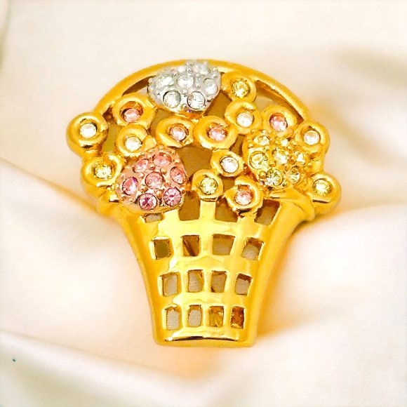 Monet | Jewelry | Vintage 9s Monet Flower Basket Brooch | Poshmark